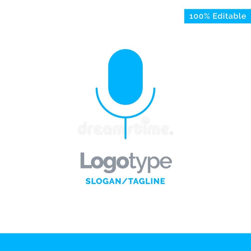 Mic, Microphone, Basic, Ui Blue Solid Logo Template. Place for Tagline ...