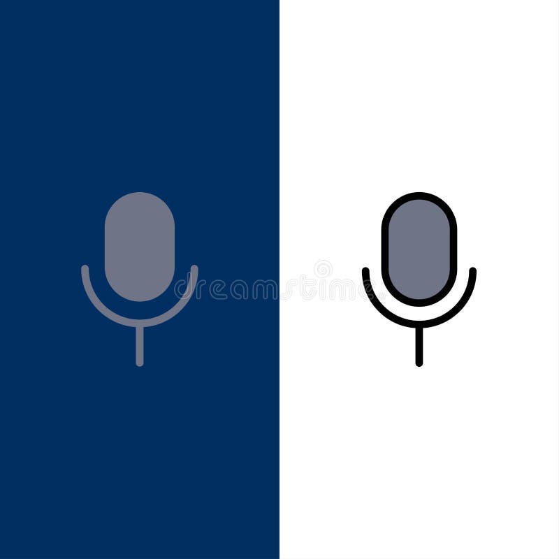 Mic, Microphone, Basic, Ui Icons. Flat and Line Filled Icon Set Vector Blue Background Stock ...