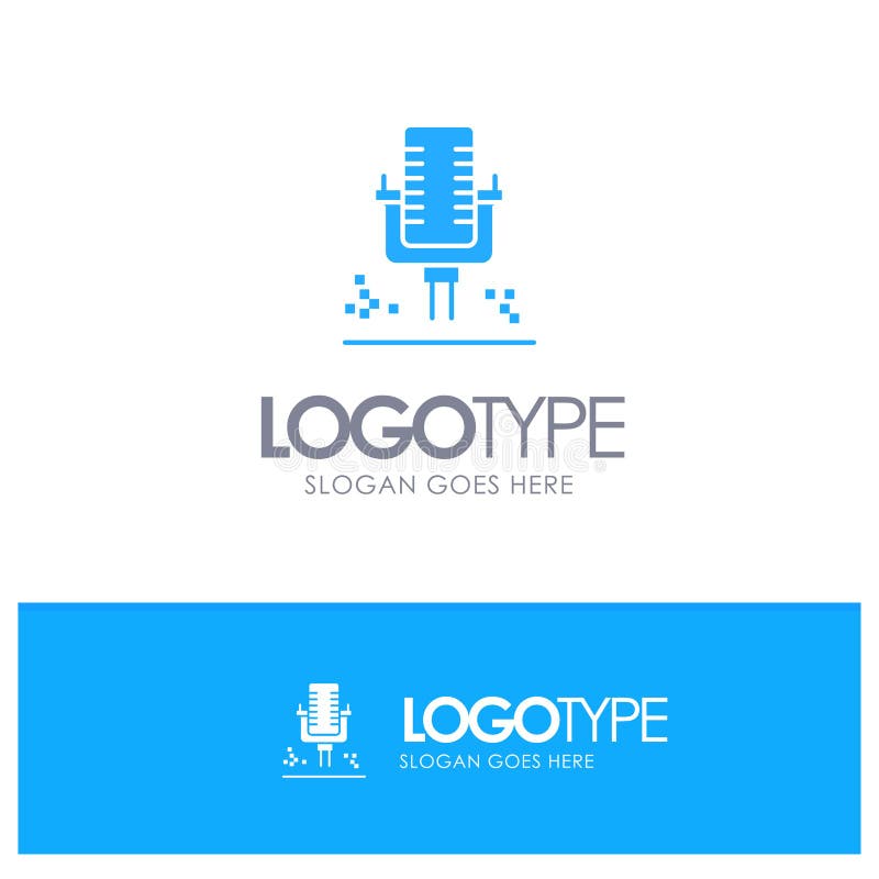 Mic, Microphone, Professional, Recording Blue Solid Logo with Place for ...