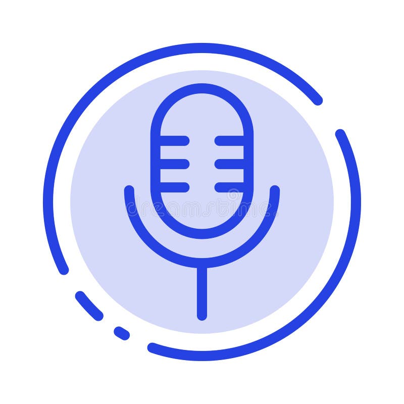Mic, Microphone, Sound, Show Blue Dotted Line Line Icon Stock Vector ...