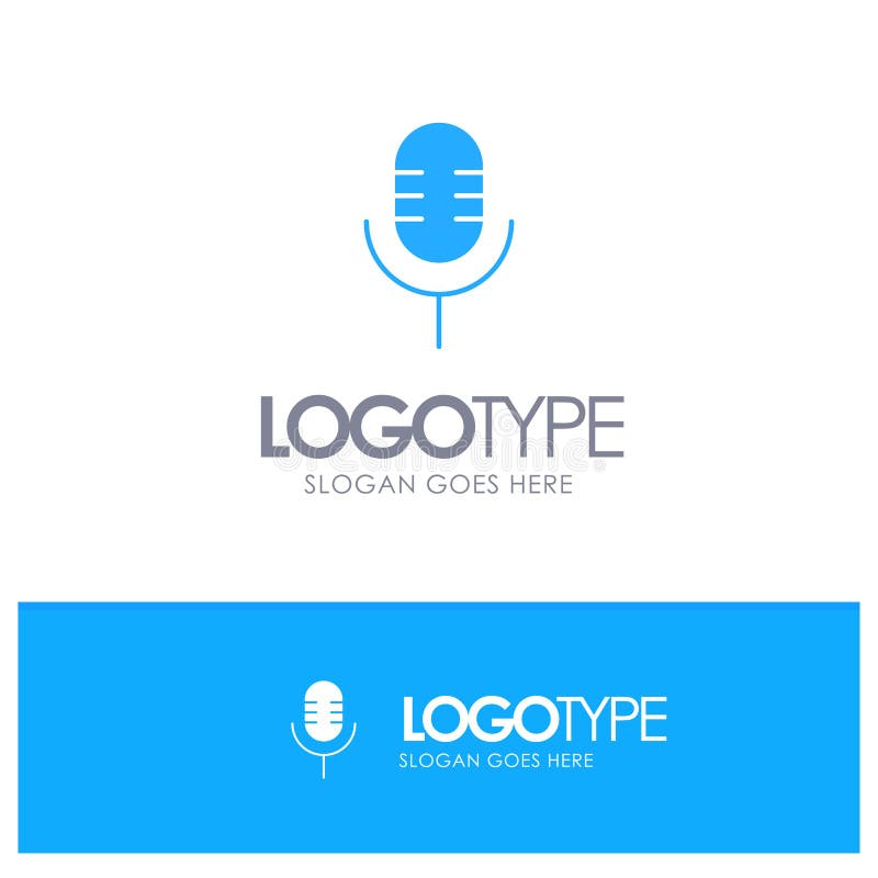 Mic, Microphone, Sound, Show Blue Solid Logo with Place for Tagline ...