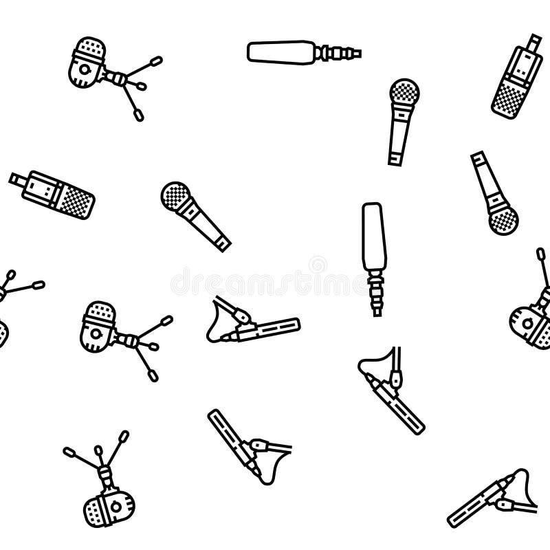 Mic Microphone Voice Podcast Vector Seamless Pattern Stock Vector ...