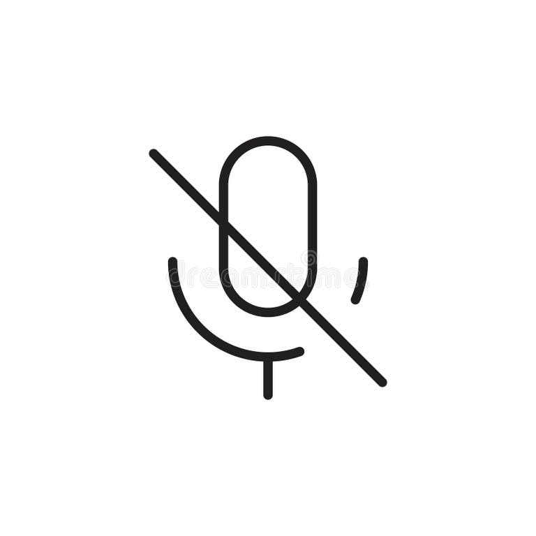 Mic Off Icon Flat Line Illustration Stock Vector - Illustration of ...