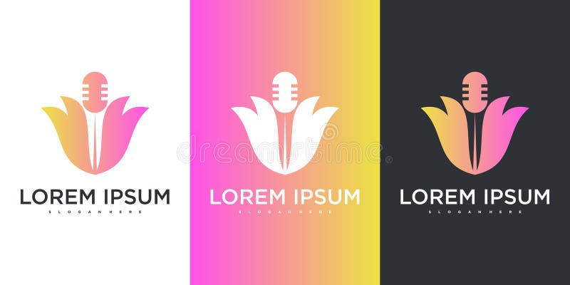 Mic and Rose Flower Logo Design Concept Vector. Premium Vector Stock ...