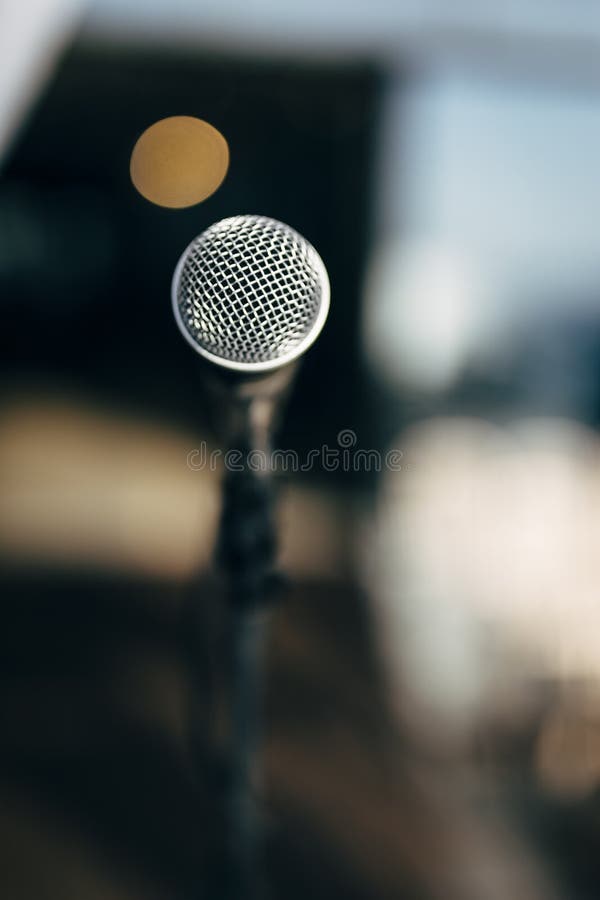 Mic on a Stage Ready for the Singer or Speaker Stock Image - Image of ...