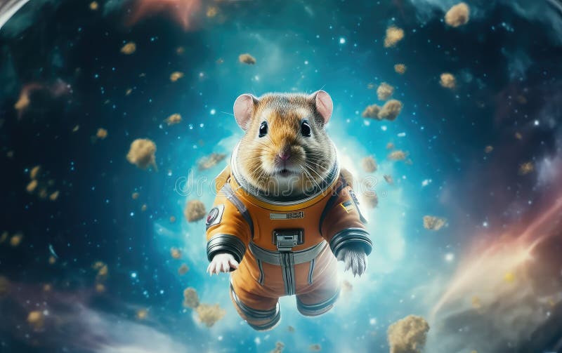 A Mice Astronaut Flying in the Space. Stock Illustration - Illustration ...
