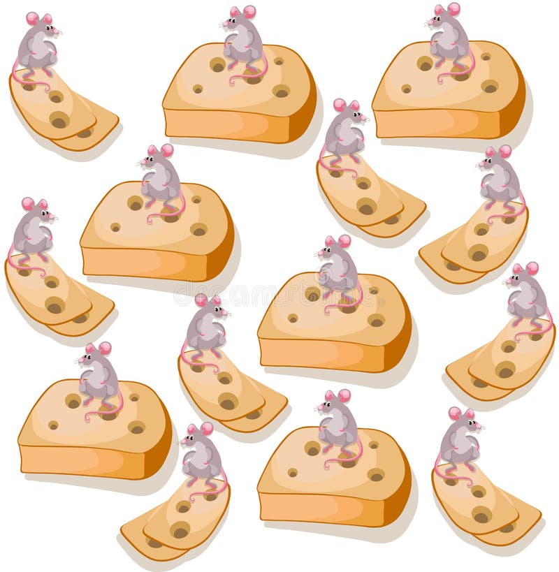 Mice Cheddar Cheese Vector Funny Cartoon Caracter Template Illustration ...