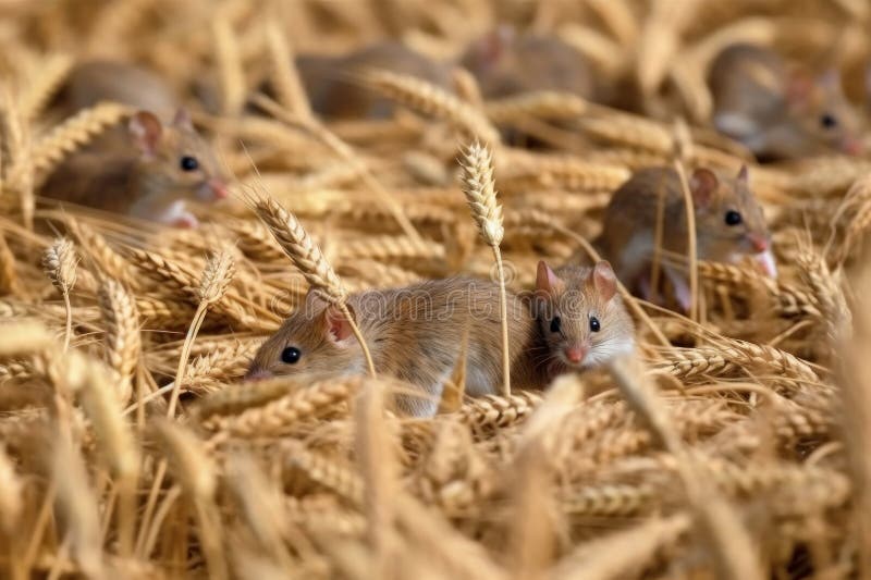 Mice in a Field of Ripe Wheat Stock Photo - Image of rodent, core ...