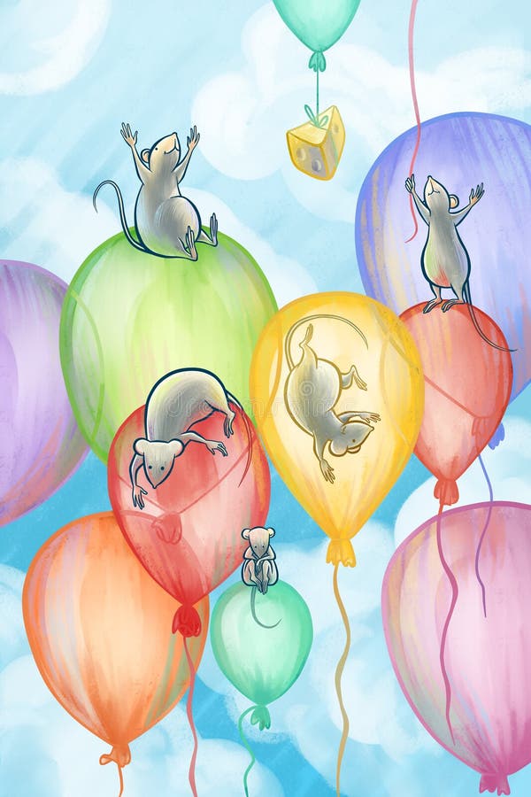 Little Mouse and Balloons. Cartoon Stock Vector - Illustration of ...