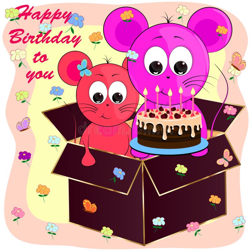 Mice in a Gift Box Cartoon Vector Illustration. Stock Vector ...