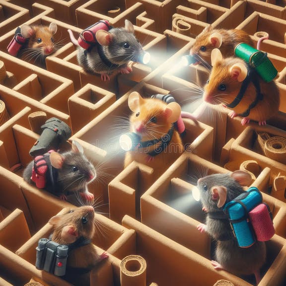 Mice navigating a maze stock illustration. Illustration of item - 339275419