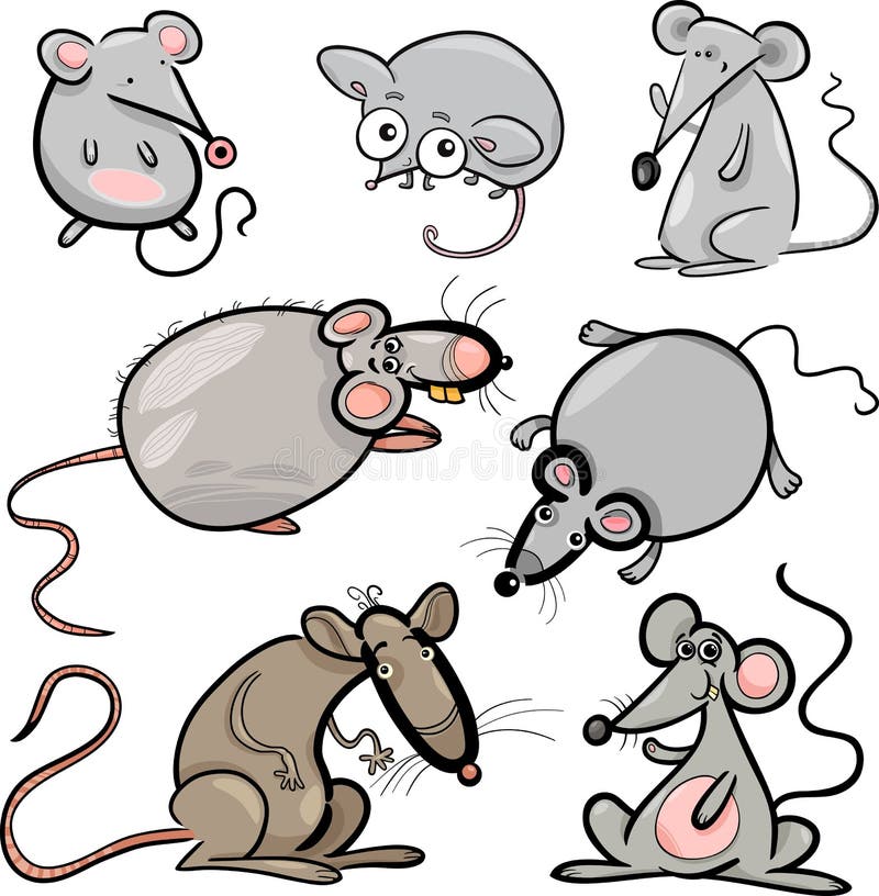 Mice and Rats Set Cartoon Illustration Stock Vector - Illustration of ...