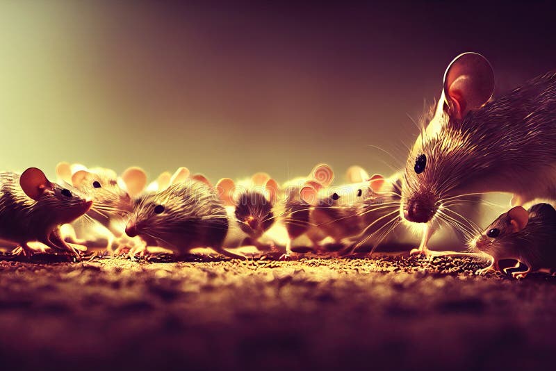 Giant Mouses Invasion in the Streets Stock Illustration - Illustration ...