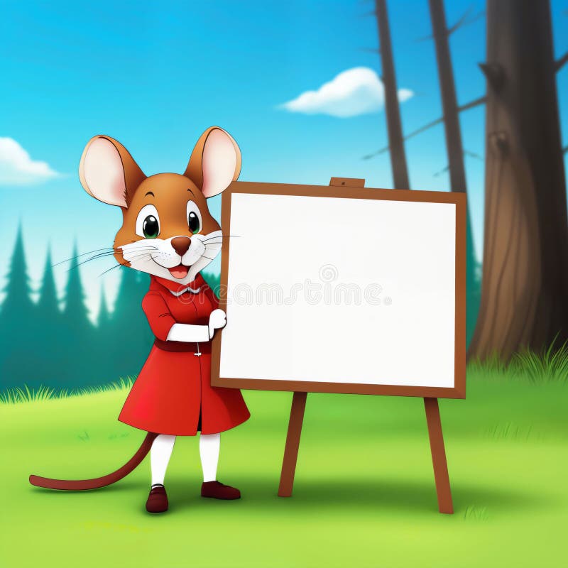 Mice Standing by a Blank Whiteboard in a Forest Stock Illustration ...