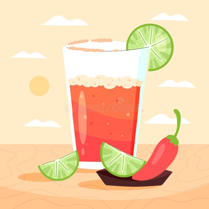 Michelada Illustration in Hand Drawn Style Vector Illustration. Stock ...