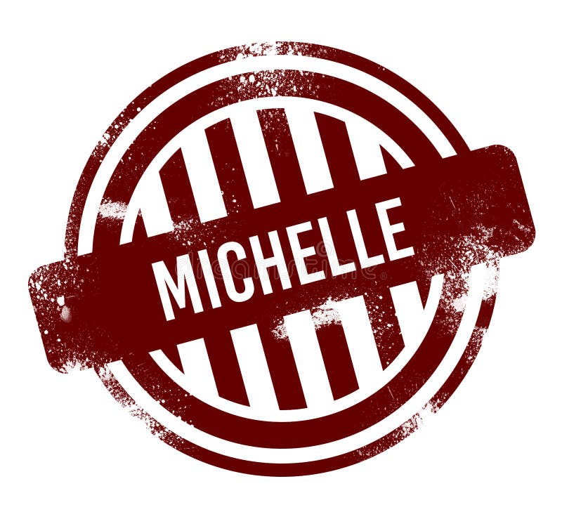 Michelle - Red Round Grunge Button, Stamp Stock Illustration ...