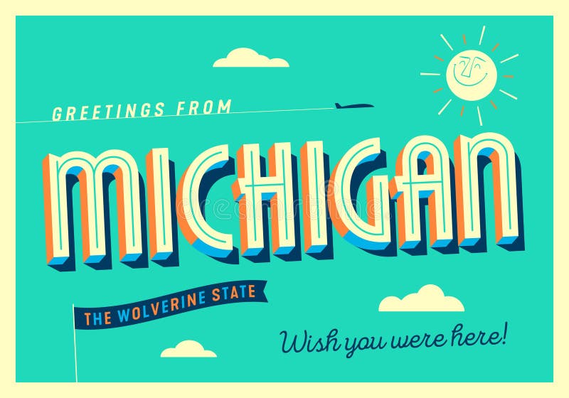 Greetings from Michigan, USA - Touristic Postcard. Stock Vector ...