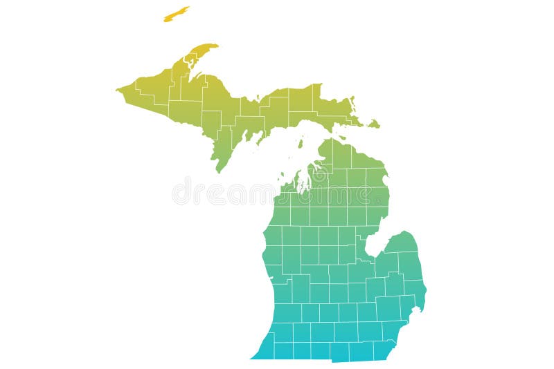 Michigan Administrative Map. Counties Map of Michigan, Blank Map, Empty ...
