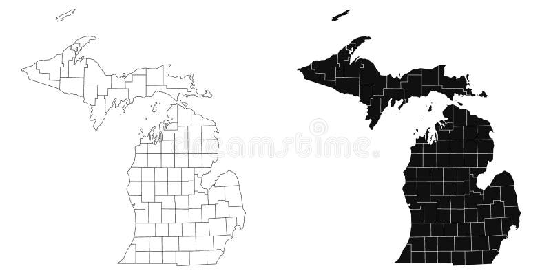 Michigan Administrative Map, Michigan Outline and Counties State Map ... Michigan Administrative Map, Michigan Outline and Counties State Map ...