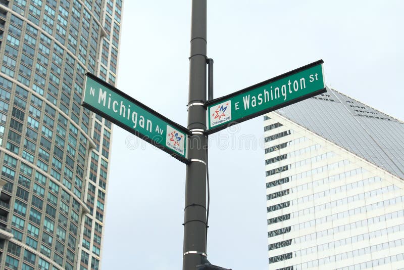 Michigan Ave. and Washington St Editorial Stock Photo - Image of ...