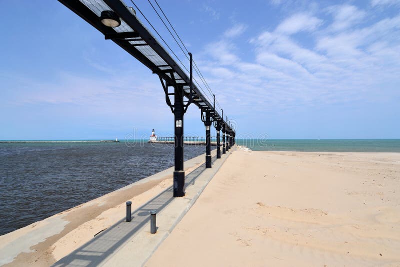 Michigan City, Indiana Lighthouse Stock Photo - Image of pierhead ...