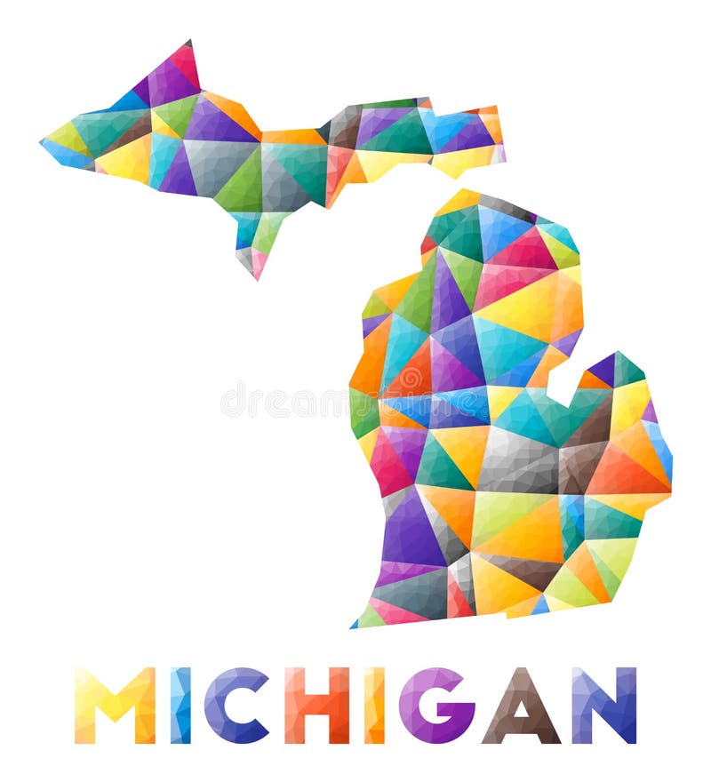 Michigan. Multicolor Doodle Isolate Contrast Inscription. Patterned ...