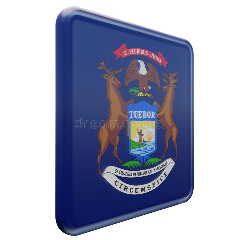Michigan 3D flag stock illustration. Illustration of shiny - 254992007