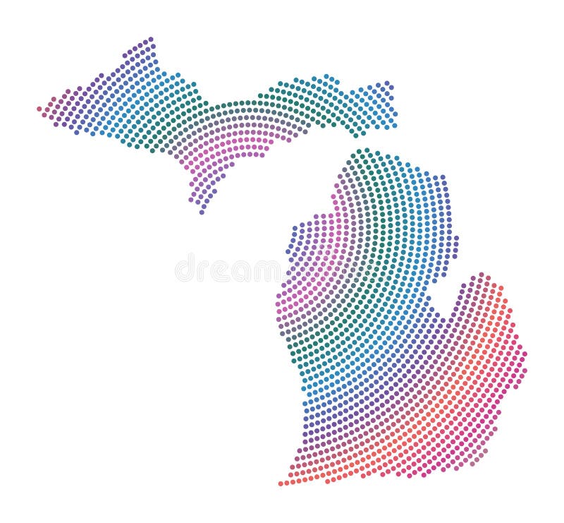 Michigan dotted map. stock vector. Illustration of northern - 268321799