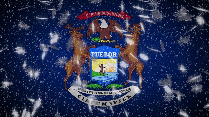 Michigan Flag. Flag of Michigan Footage Video Waving in Wind. State of ...