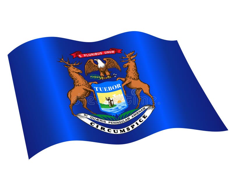 Michigan Flag Flying Waving Stock Vector - Illustration of waving ...