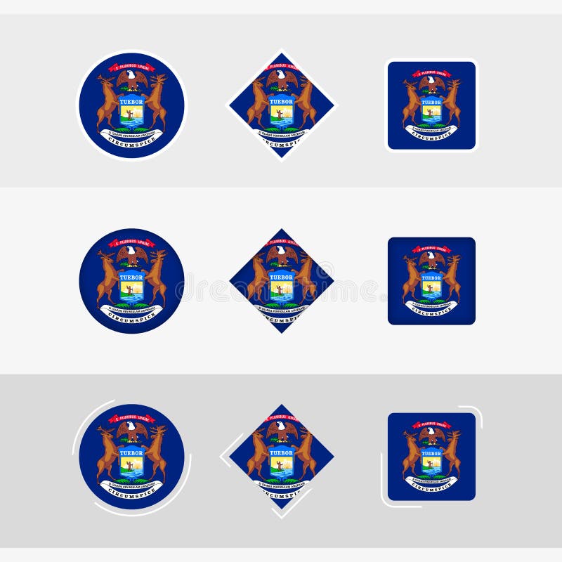 Michigan Flag Icons Set, Vector Flag of Michigan Stock Vector ...