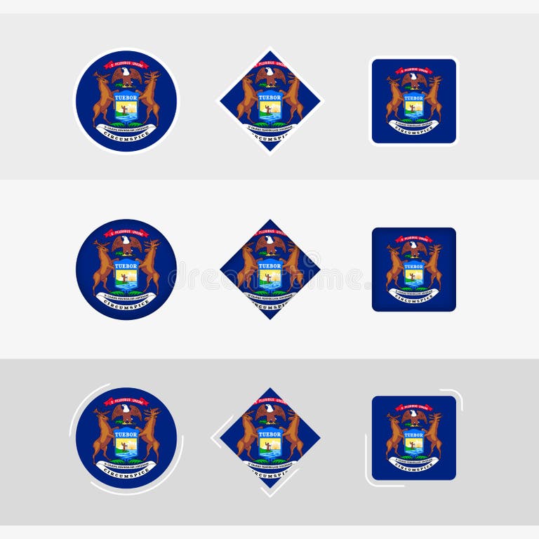 Michigan Flag Icons Set, Vector Flag of Michigan Stock Vector ...