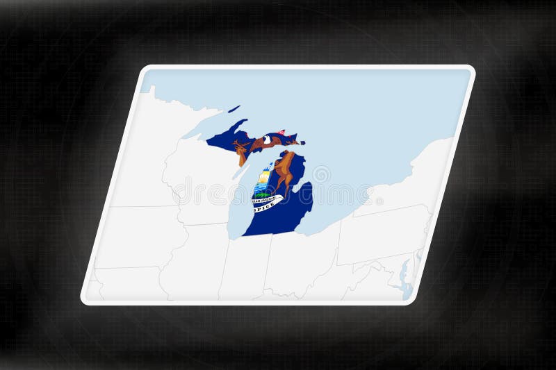 Michigan Highlighted in Flag Colors on Geographic Map Stock ...