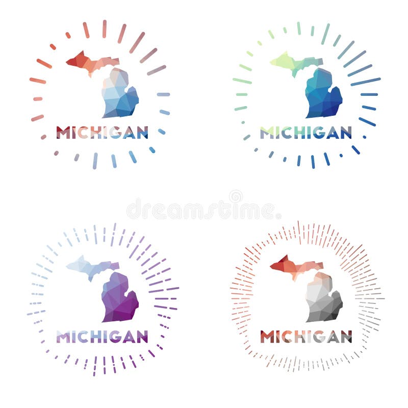 Michigan Map, Stylish Location Icon with Michigan Map and Flag Stock ...
