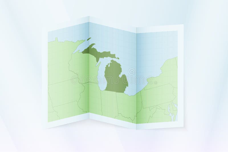 Michigan Map, Folded Paper with Michigan Map Stock Vector ...