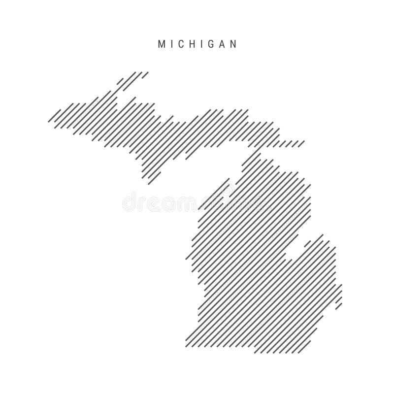 Michigan Map from Pattern of Black Slanted Parallel Lines. Flat Vector ...