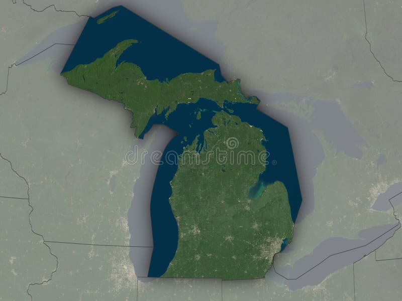 Michigan on a Map with State Borders Stock Illustration - Illustration ...