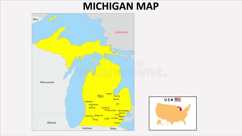 Michigan Map. State and District Map of Michigan Stock Vector ...