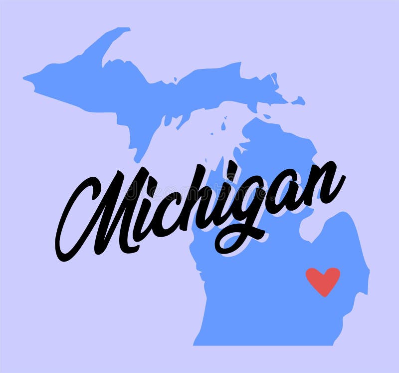 Michigan Mit Michigan Map in Blau Vektor Abbildung - Illustration von ...