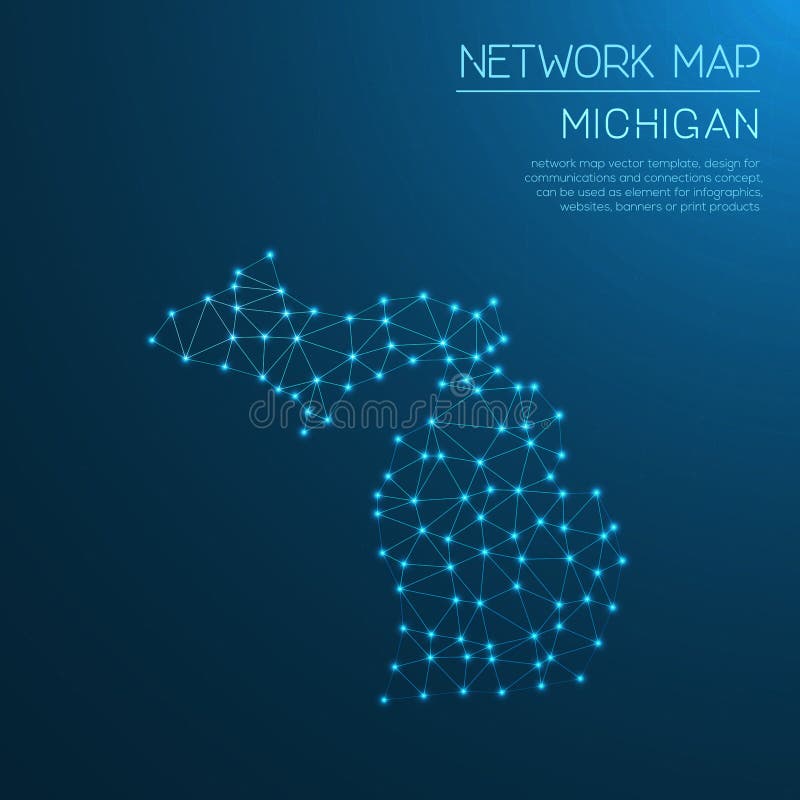 Michigan network map. stock vector. Illustration of grid - 108436751