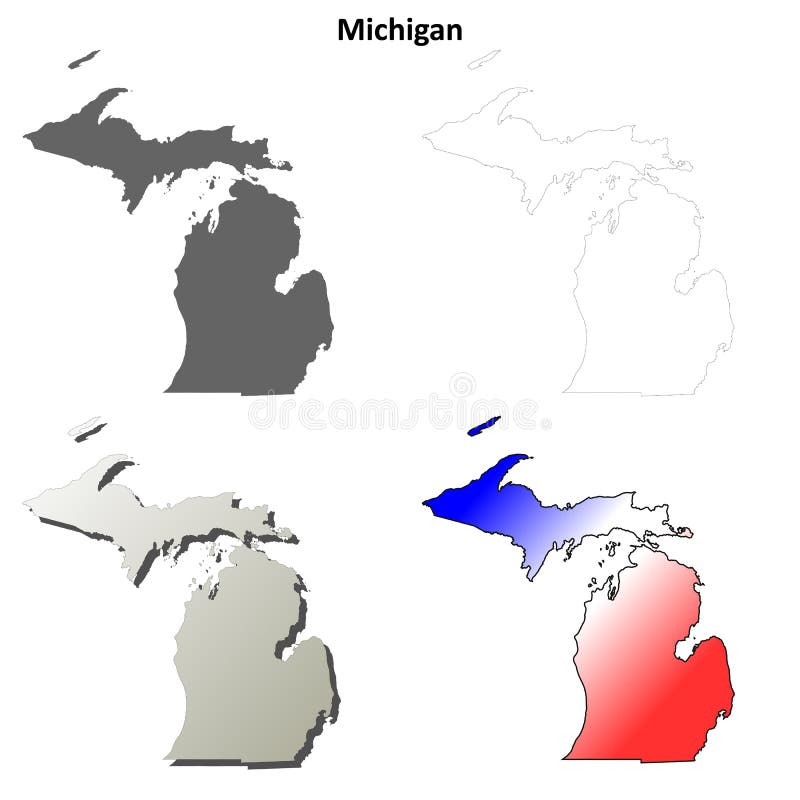 Michigan outline map set stock vector. Illustration of detailed - 93443288