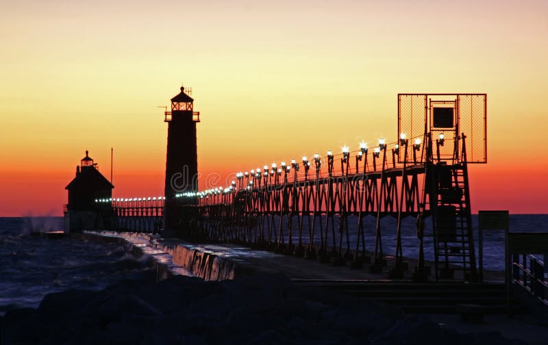 Michigan Pier stock photo. Image of dawn, michigan, catwalk - 11275348