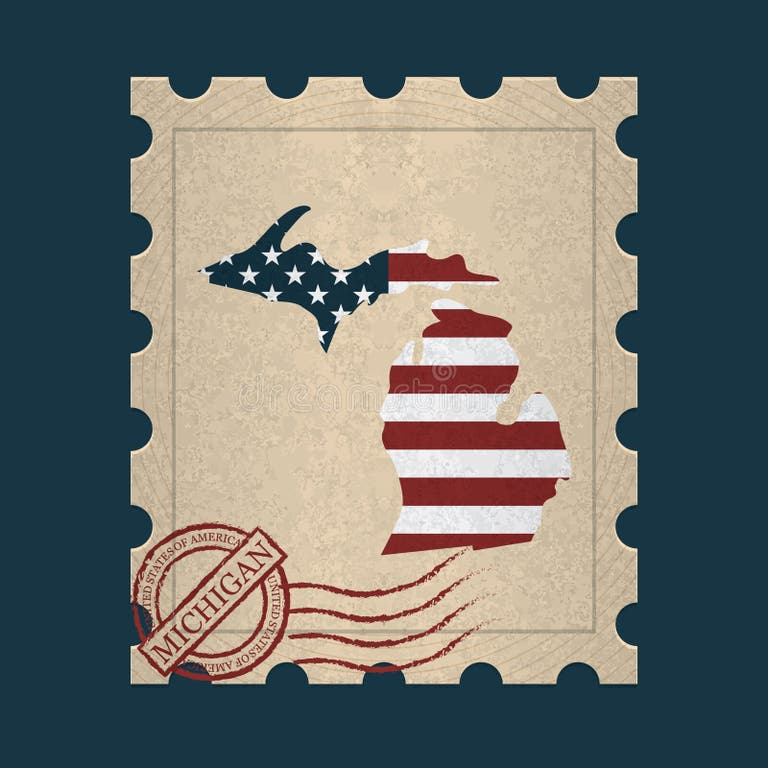 Michigan Postage Stamp. Vector Illustration Decorative Design Stock ...