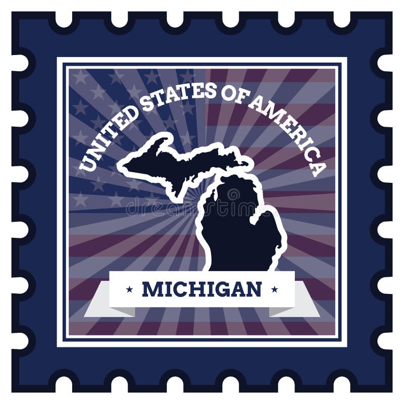 Michigan Postage Stamp. Vector Illustration Decorative Design Stock ...
