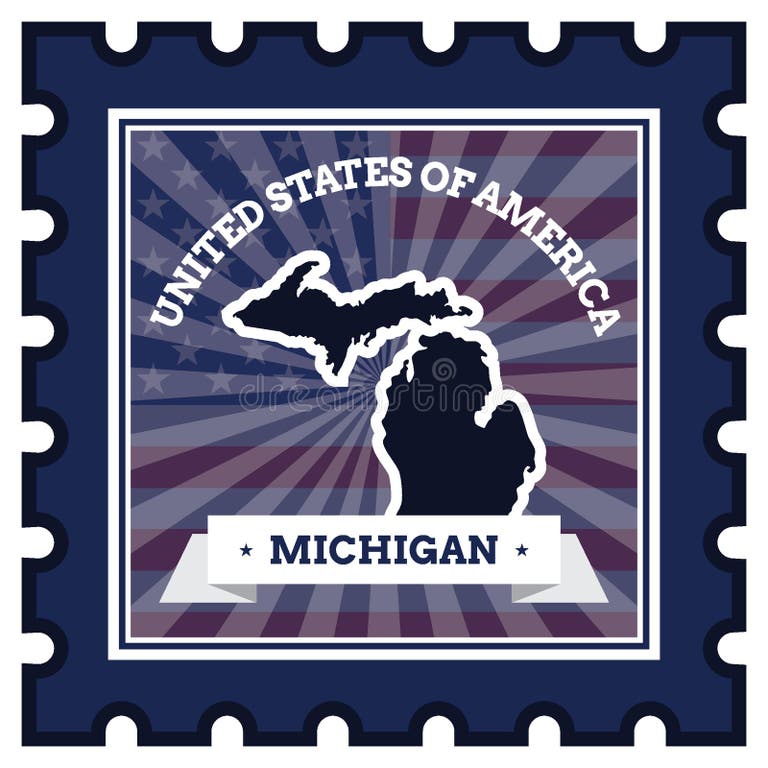 Michigan Postage Stamp. Vector Illustration Decorative Design Stock ...