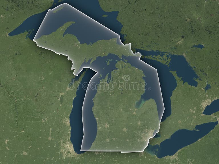 Michigan on a Realistic Map with State Borders and Cities Stock ...
