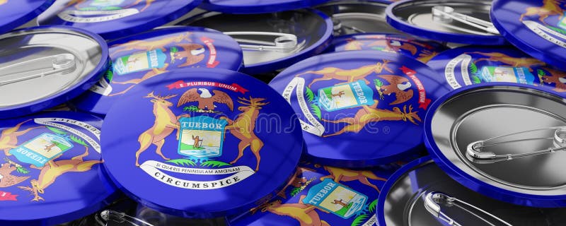 Michigan - Round Badges with State Flag Stock Illustration ...