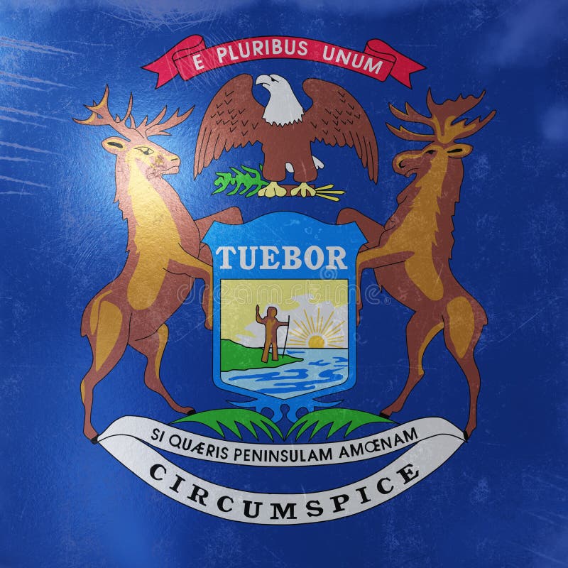 Michigan State flag icon stock illustration. Illustration of america ...