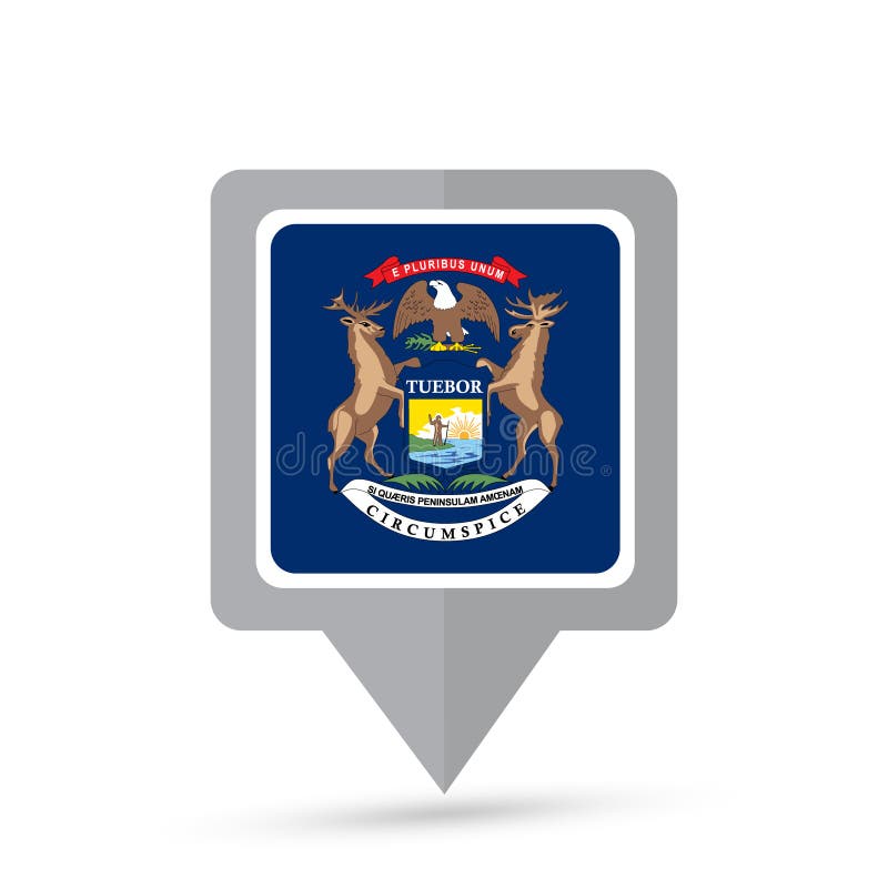 Michigan State Flag Map Icon Stock Vector - Illustration of michigan ...