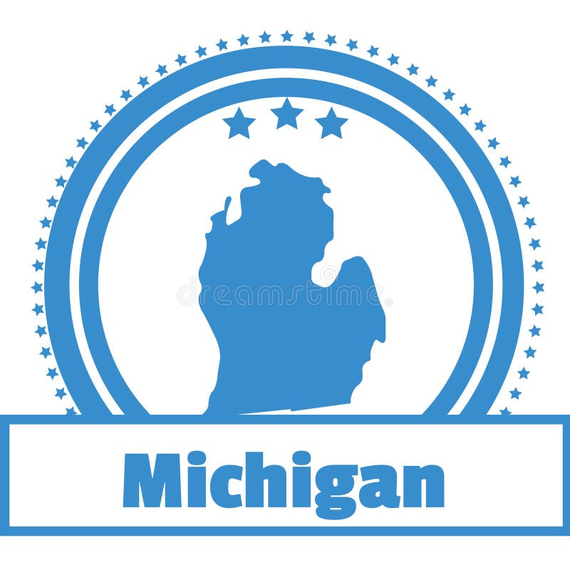 Michigan State Map Label. Vector Illustration Decorative Design Stock ...